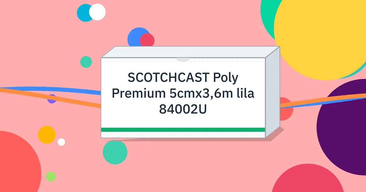 Symbolbild: Packung mit der Aufschrift SCOTCHCAST Poly Premium 5cmx3,6m lila 84002U (PZN 10082855) – Verfügbarkeit und Bezug in Apotheken in Frankfurt am Main