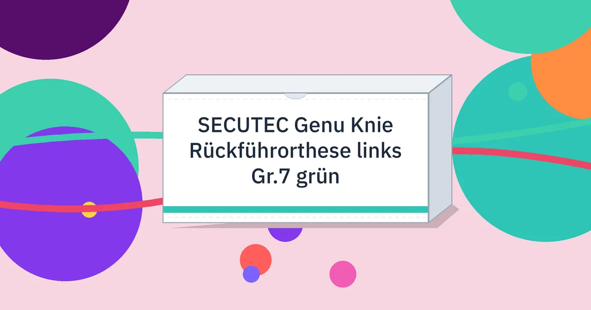 Symbolbild: Packung mit der Aufschrift SECUTEC Genu Knie Rückführorthese links Gr.7 grün (PZN 13568920) – Verfügbarkeit und Bezug in Apotheken in Frankfurt am Main