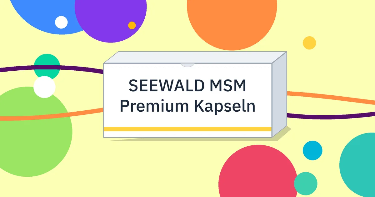 Symbolbild: Packung mit der Aufschrift SEEWALD MSM Premium Kapseln (PZN 19816046) – Verfügbarkeit und Bezug in Apotheken in Frankfurt am Main