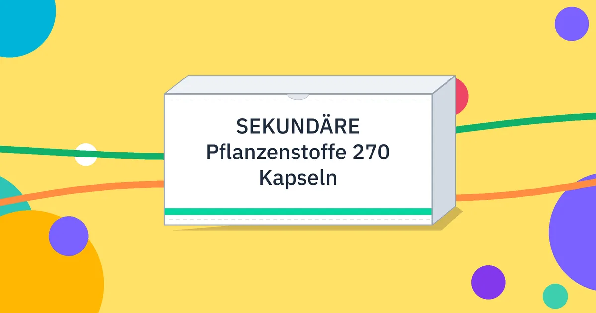 Symbolbild: Packung mit der Aufschrift SEKUNDÄRE Pflanzenstoffe 270 Kapseln (PZN 18603532) – Verfügbarkeit und Bezug in Apotheken in Frankfurt am Main