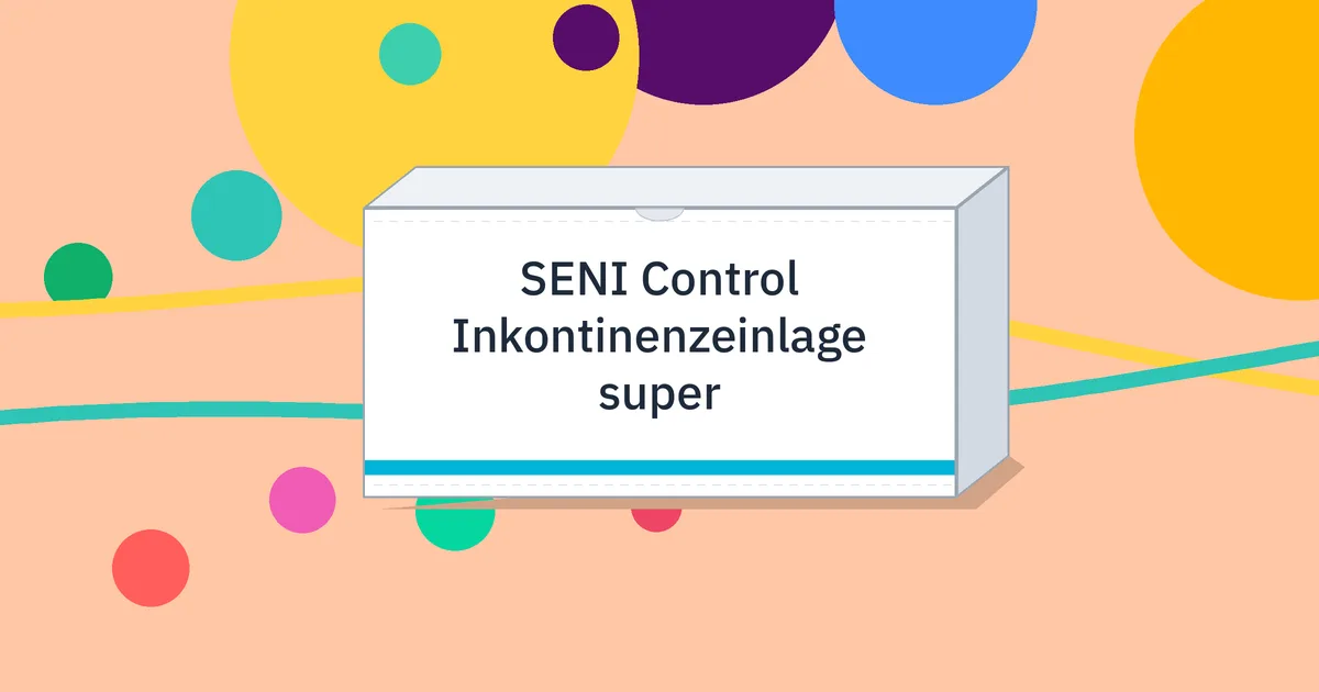 Symbolbild: Packung mit der Aufschrift SENI Control Inkontinenzeinlage super (PZN 11510046) – Verfügbarkeit und Bezug in Apotheken in Frankfurt am Main