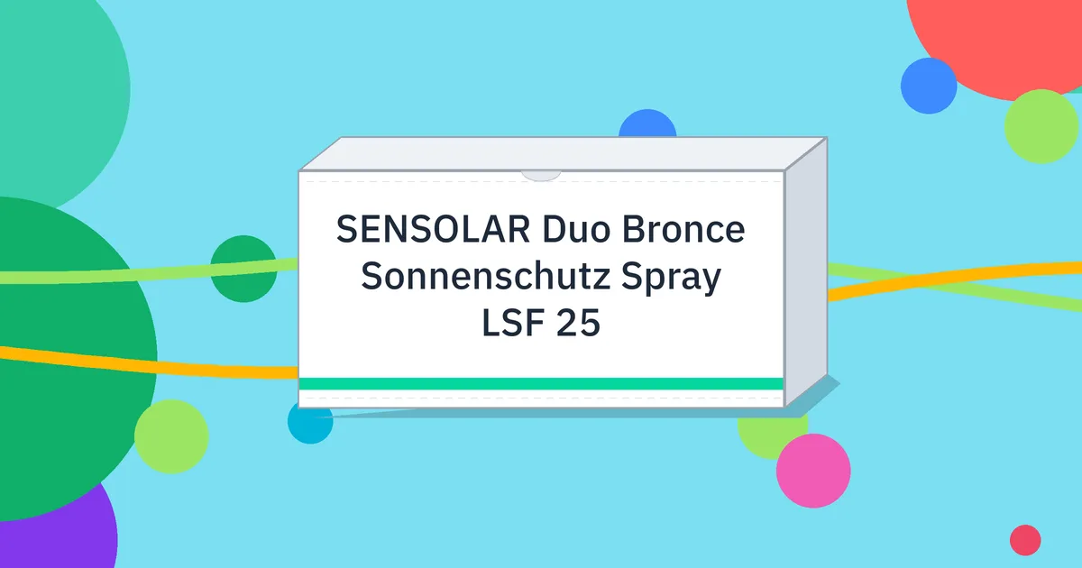 Symbolbild: Packung mit der Aufschrift SENSOLAR Duo Bronce Sonnenschutz Spray LSF 25 (PZN 18677602) – Verfügbarkeit und Bezug in Apotheken in Frankfurt am Main