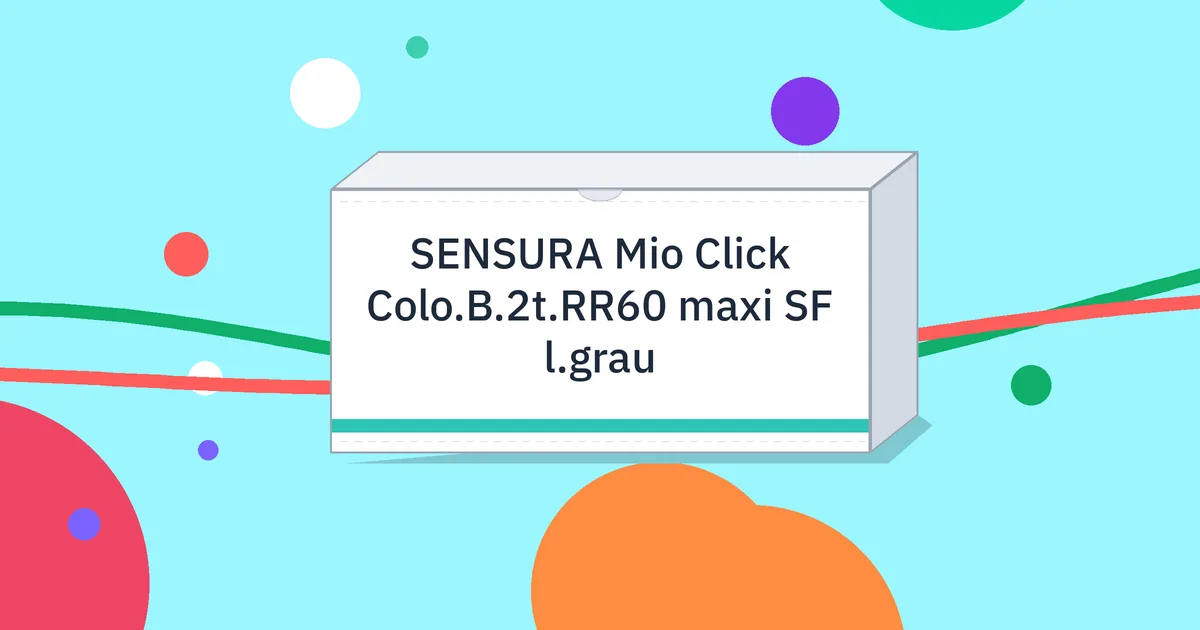 Symbolbild: Packung mit der Aufschrift SENSURA Mio Click Colo.B.2t.RR60 maxi SF l.grau (PZN 10202035) – Verfügbarkeit und Bezug in Apotheken in Frankfurt am Main