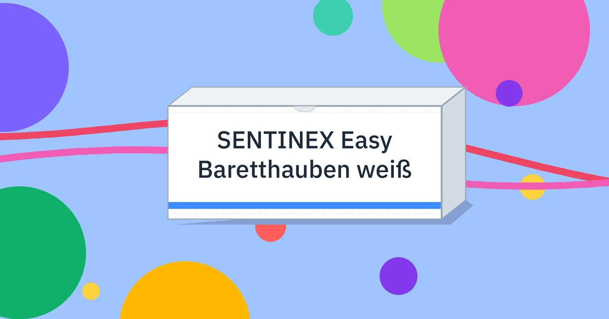 Symbolbild: Packung mit der Aufschrift SENTINEX Easy Baretthauben weiß (PZN 04216518) – Verfügbarkeit und Bezug in Apotheken in Frankfurt am Main