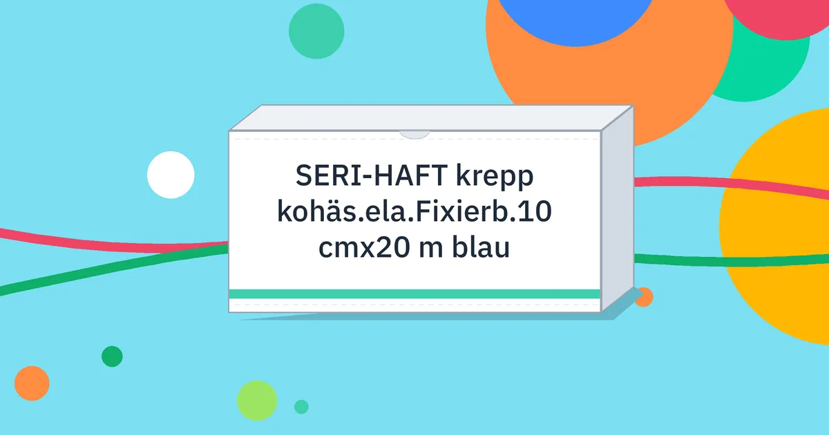 Symbolbild: Packung mit der Aufschrift SERI-HAFT krepp kohäs.ela.Fixierb.10 cmx20 m blau (PZN 14381595) – Verfügbarkeit und Bezug in Apotheken in Frankfurt am Main