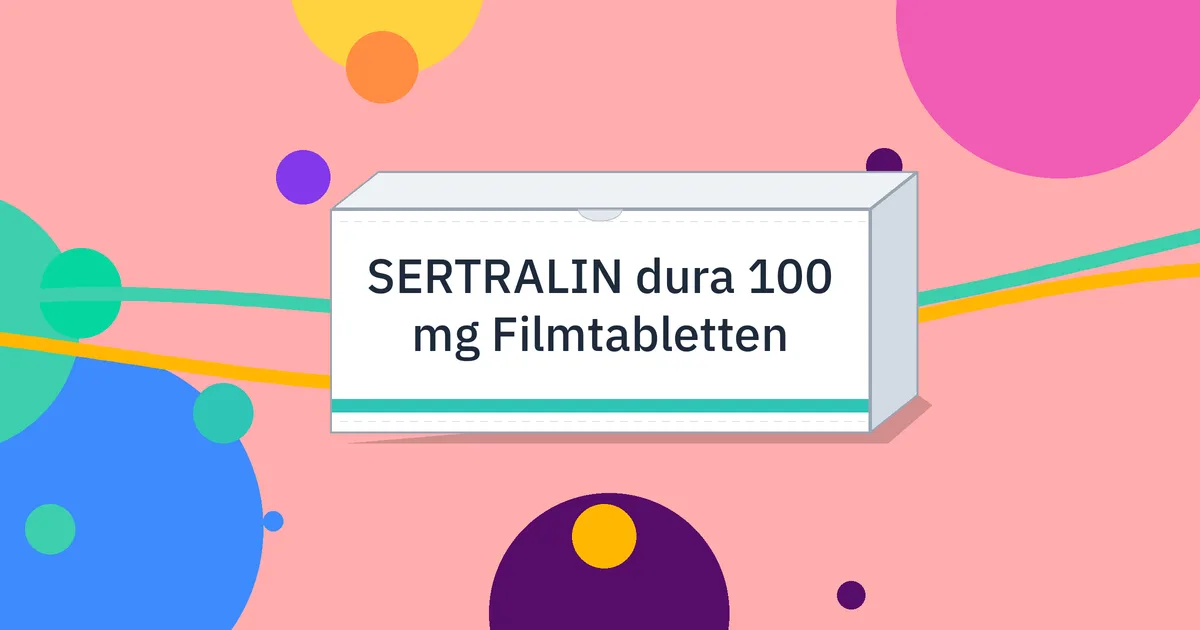 Symbolbild: Packung mit der Aufschrift SERTRALIN dura 100 mg Filmtabletten (PZN 00470616) – Verfügbarkeit und Bezug in Apotheken in Frankfurt am Main