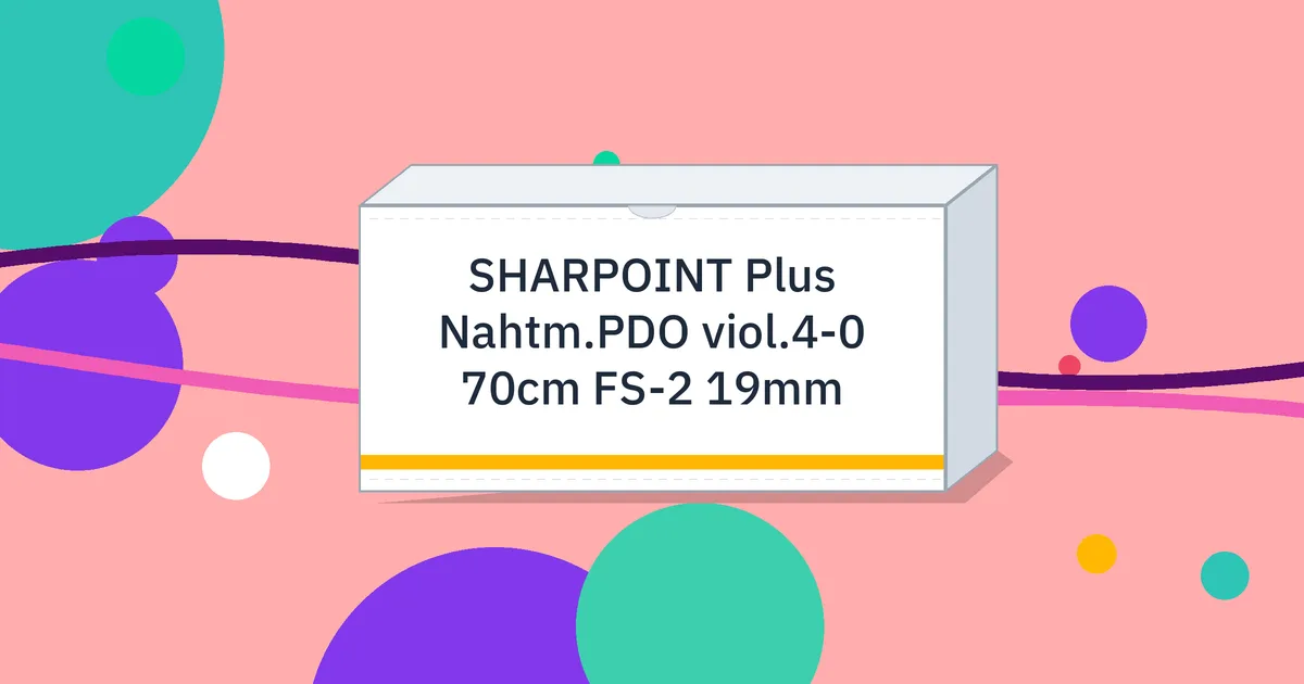 Symbolbild: Packung mit der Aufschrift SHARPOINT Plus Nahtm.PDO viol.4-0 70cm FS-2 19mm (PZN 17994080) – Verfügbarkeit und Bezug in Apotheken in Frankfurt am Main