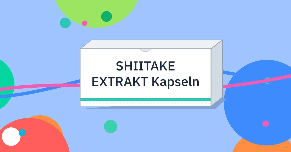 Symbolbild: Packung mit der Aufschrift SHIITAKE EXTRAKT Kapseln (PZN 10230876) – Verfügbarkeit und Bezug in Apotheken in Frankfurt am Main
