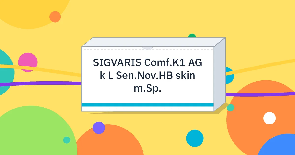 Symbolbild: Packung mit der Aufschrift SIGVARIS Comf.K1 AG k L Sen.Nov.HB skin m.Sp. (PZN 17102644) – Verfügbarkeit und Bezug in Apotheken in Frankfurt am Main