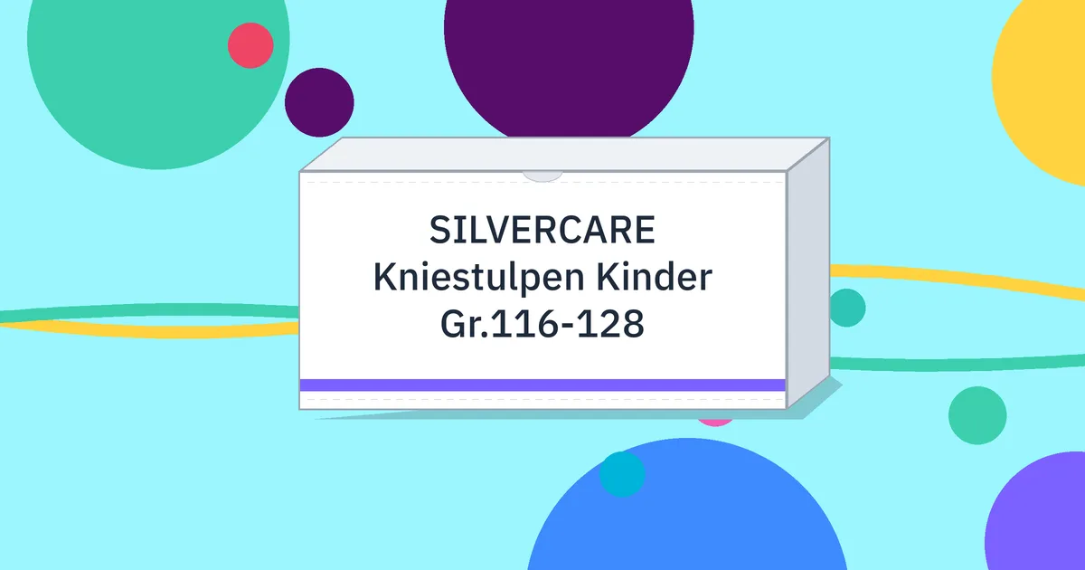 Symbolbild: Packung mit der Aufschrift SILVERCARE Kniestulpen Kinder Gr.116-128 (PZN 01110908) – Verfügbarkeit und Bezug in Apotheken in Frankfurt am Main