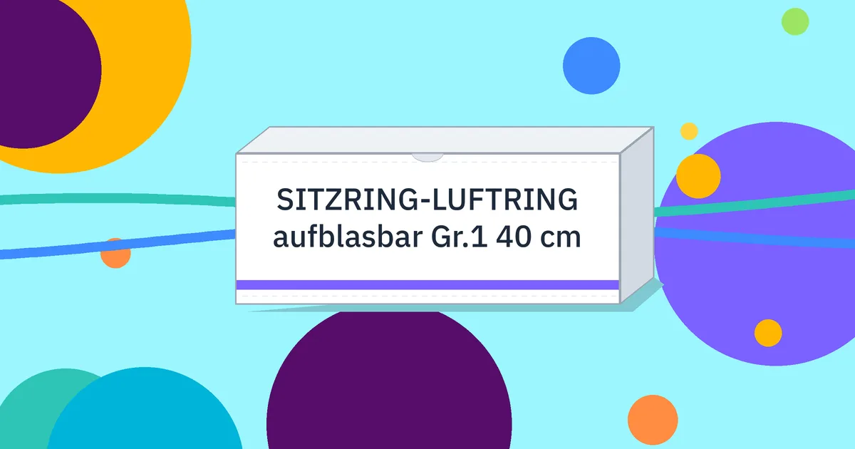 Symbolbild: Packung mit der Aufschrift SITZRING-LUFTRING aufblasbar Gr.1 40 cm (PZN 10961143) – Verfügbarkeit und Bezug in Apotheken in Frankfurt am Main