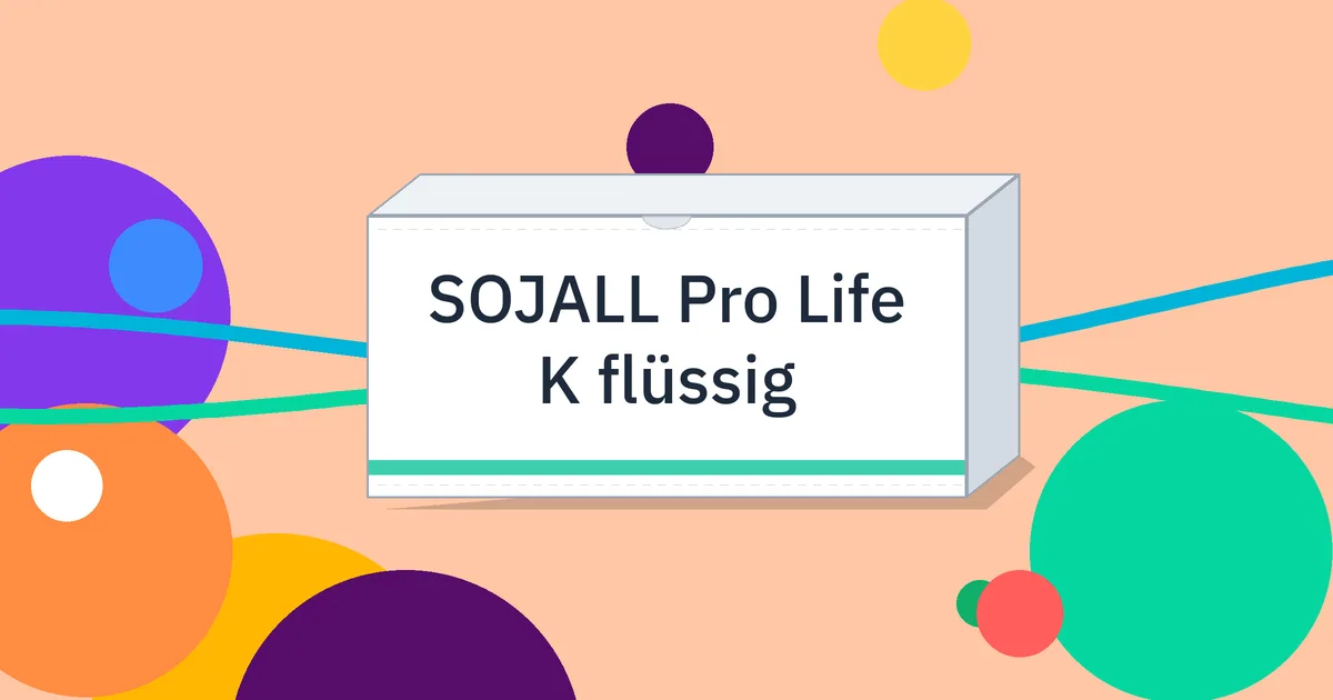 Symbolbild: Packung mit der Aufschrift SOJALL Pro Life K flüssig (PZN 13894737) – Verfügbarkeit und Bezug in Apotheken in Frankfurt am Main