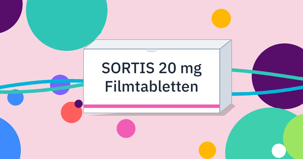 Symbolbild: Packung mit der Aufschrift SORTIS 20 mg Filmtabletten (PZN 10526134) – Verfügbarkeit und Bezug in Apotheken in Frankfurt am Main