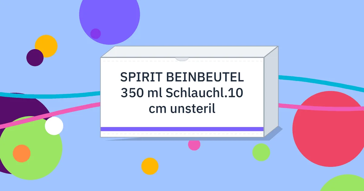 Symbolbild: Packung mit der Aufschrift SPIRIT BEINBEUTEL 350 ml Schlauchl.10 cm unsteril (PZN 12749660) – Verfügbarkeit und Bezug in Apotheken in Frankfurt am Main