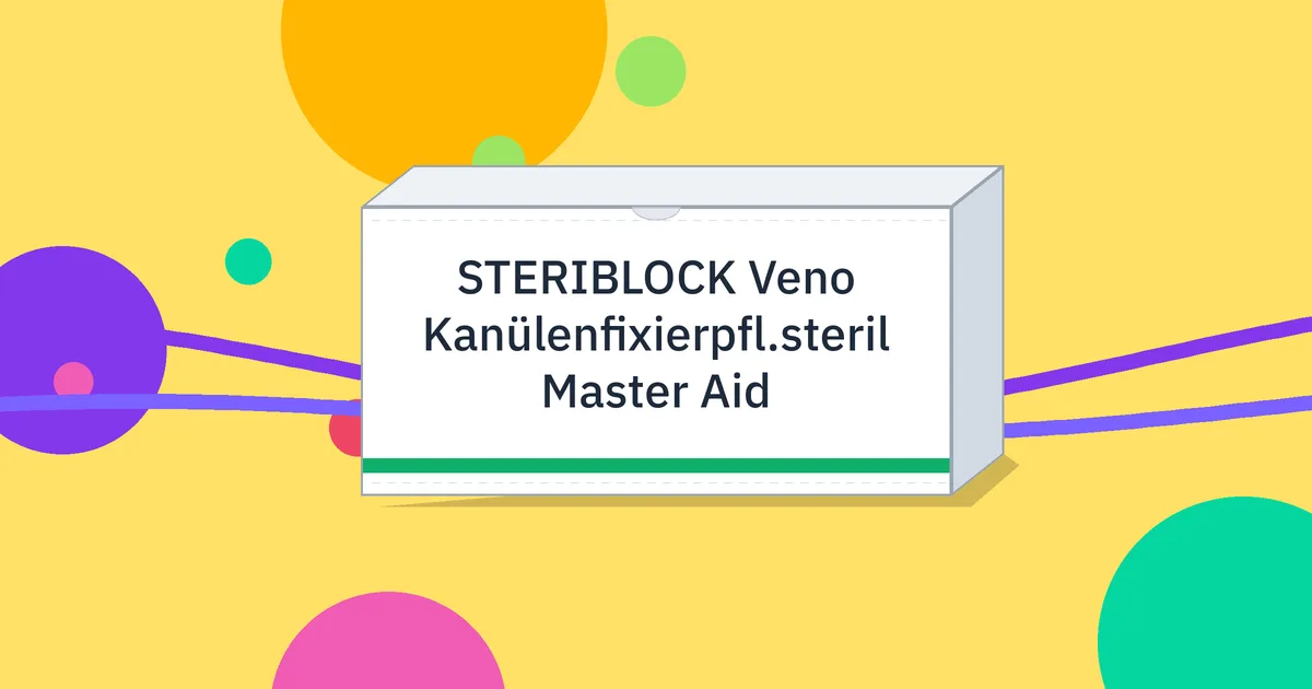 Symbolbild: Packung mit der Aufschrift STERIBLOCK Veno Kanülenfixierpfl.steril Master Aid (PZN 20129061) – Verfügbarkeit und Bezug in Apotheken in Frankfurt am Main