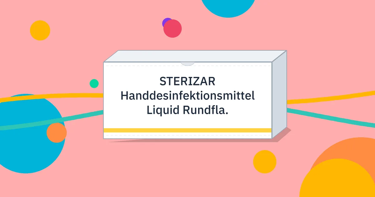 Symbolbild: Packung mit der Aufschrift STERIZAR Handdesinfektionsmittel Liquid Rundfla. (PZN 17590253) – Verfügbarkeit und Bezug in Apotheken in Frankfurt am Main