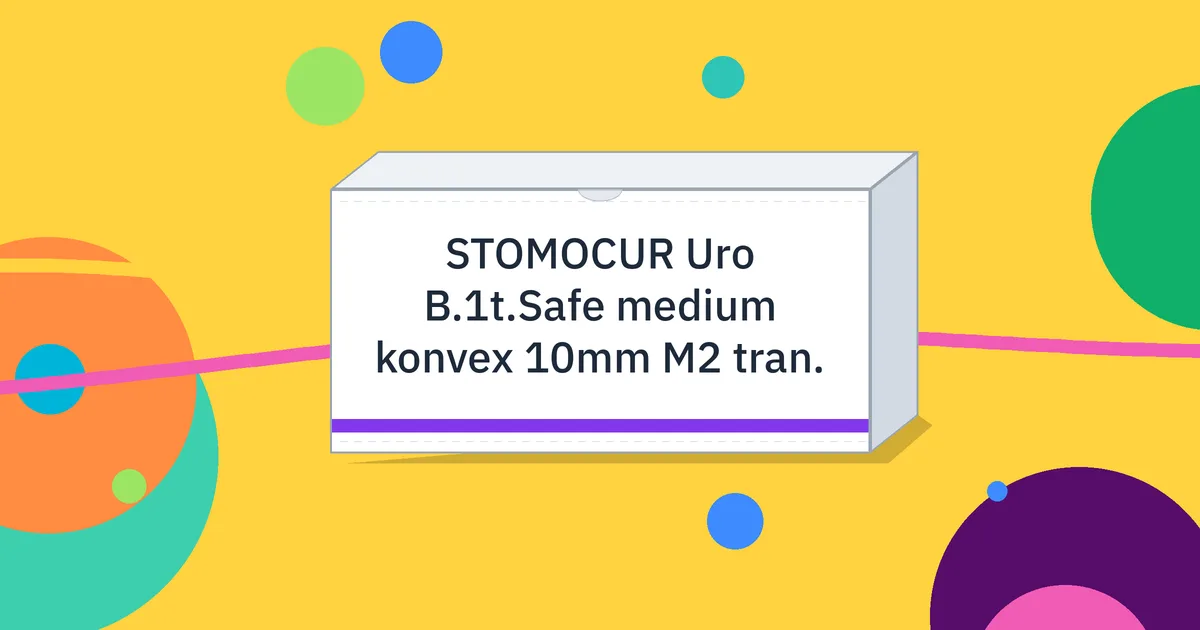 Symbolbild: Packung mit der Aufschrift STOMOCUR Uro B.1t.Safe medium konvex 10mm M2 tran. (PZN 18192678) – Verfügbarkeit und Bezug in Apotheken in Frankfurt am Main