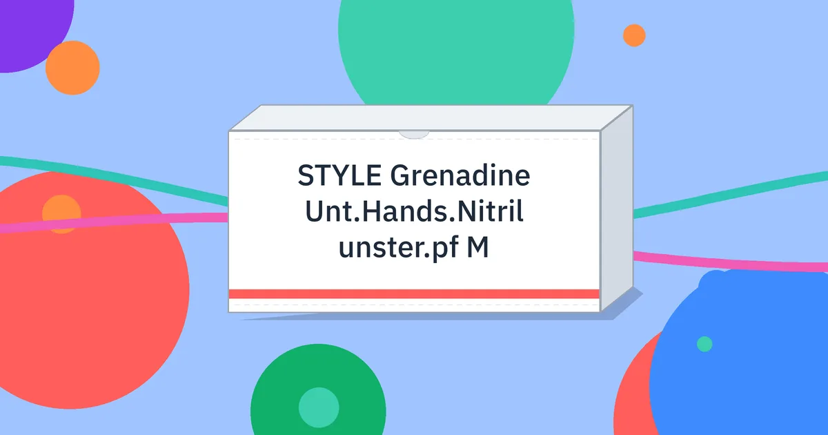 Symbolbild: Packung mit der Aufschrift STYLE Grenadine Unt.Hands.Nitril unster.pf M (PZN 14819637) – Verfügbarkeit und Bezug in Apotheken in Frankfurt am Main