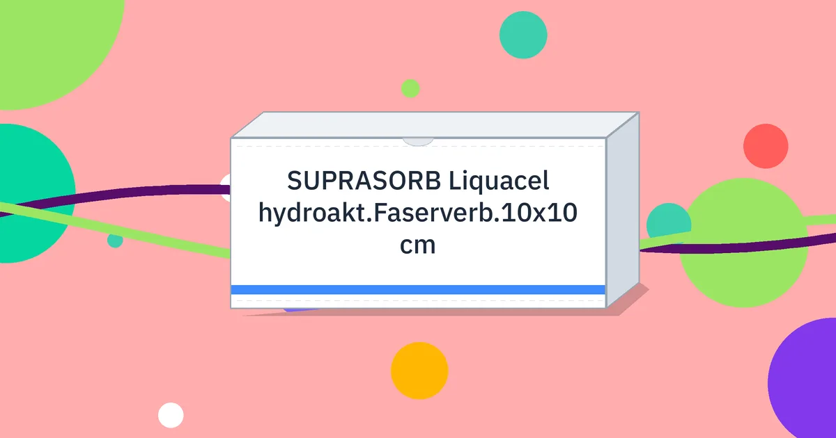 Symbolbild: Packung mit der Aufschrift SUPRASORB Liquacel hydroakt.Faserverb.10x10 cm (PZN 13345456) – Verfügbarkeit und Bezug in Apotheken in Frankfurt am Main
