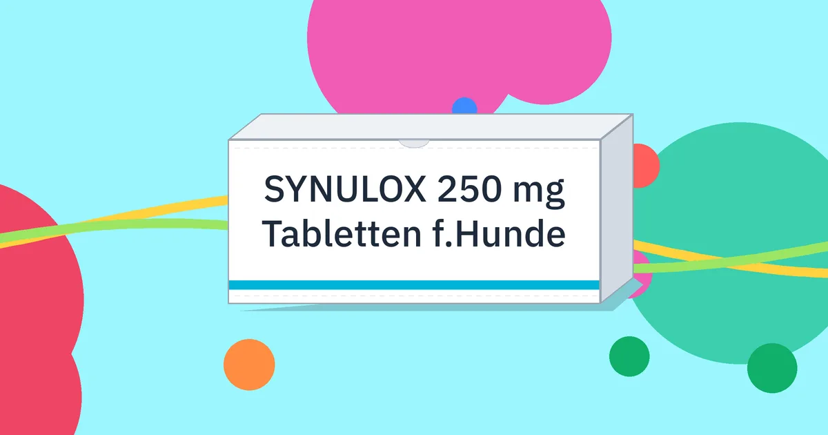 Symbolbild: Packung mit der Aufschrift SYNULOX 250 mg Tabletten f.Hunde (PZN 07576157) – Verfügbarkeit und Bezug in Apotheken in Frankfurt am Main