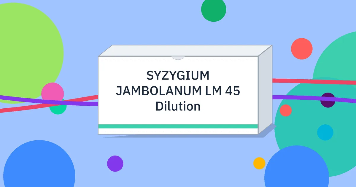 Symbolbild: Packung mit der Aufschrift SYZYGIUM JAMBOLANUM LM 45 Dilution (PZN 13212399) – Verfügbarkeit und Bezug in Apotheken in Frankfurt am Main