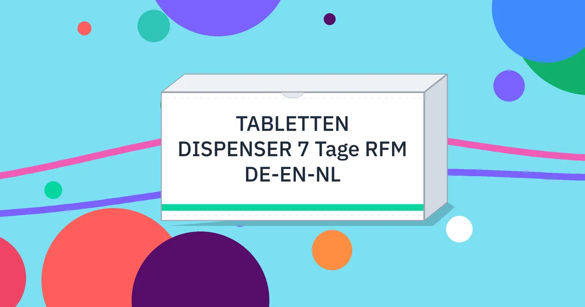Symbolbild: Packung mit der Aufschrift TABLETTEN DISPENSER 7 Tage RFM DE-EN-NL (PZN 09629107) – Verfügbarkeit und Bezug in Apotheken in Frankfurt am Main