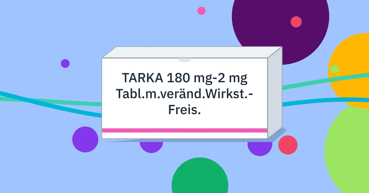 Symbolbild: Packung mit der Aufschrift TARKA 180 mg-2 mg Tabl.m.veränd.Wirkst.-Freis. (PZN 05491273) – Verfügbarkeit und Bezug in Apotheken in Frankfurt am Main
