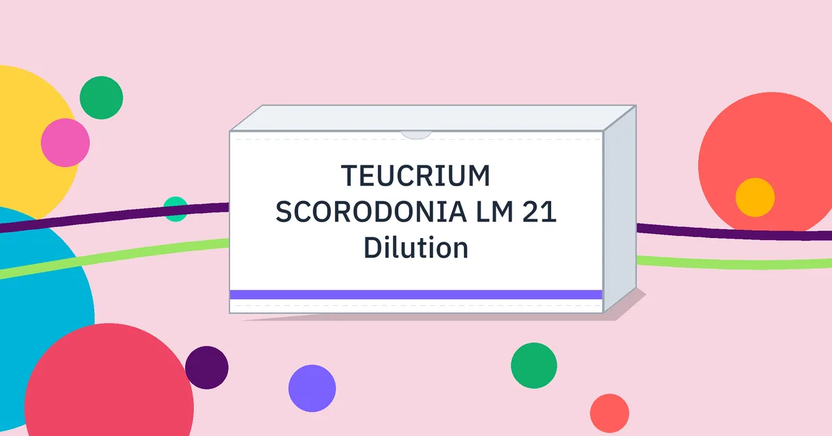 Symbolbild: Packung mit der Aufschrift TEUCRIUM SCORODONIA LM 21 Dilution (PZN 13217681) – Verfügbarkeit und Bezug in Apotheken in Frankfurt am Main