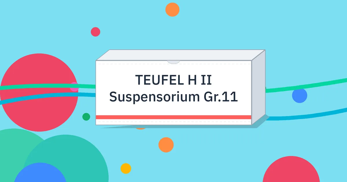 Symbolbild: Packung mit der Aufschrift TEUFEL H II Suspensorium Gr.11 (PZN 02299256) – Verfügbarkeit und Bezug in Apotheken in Frankfurt am Main
