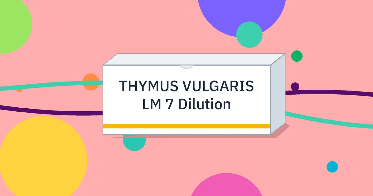 Symbolbild: Packung mit der Aufschrift THYMUS VULGARIS LM 7 Dilution (PZN 13223345) – Verfügbarkeit und Bezug in Apotheken in Frankfurt am Main