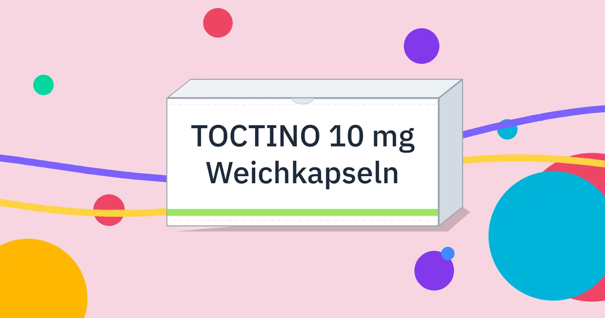 Symbolbild: Packung mit der Aufschrift TOCTINO 10 mg Weichkapseln (PZN 17151772) – Verfügbarkeit und Bezug in Apotheken in Frankfurt am Main
