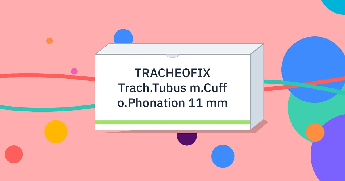 Symbolbild: Packung mit der Aufschrift TRACHEOFIX Trach.Tubus m.Cuff o.Phonation 11 mm (PZN 04164709) – Verfügbarkeit und Bezug in Apotheken in Frankfurt am Main