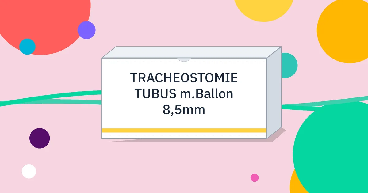 Symbolbild: Packung mit der Aufschrift TRACHEOSTOMIE TUBUS m.Ballon 8,5mm (PZN 12358698) – Verfügbarkeit und Bezug in Apotheken in Frankfurt am Main