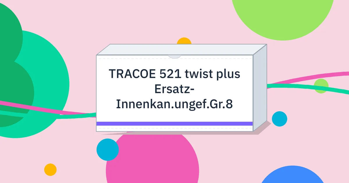 Symbolbild: Packung mit der Aufschrift TRACOE 521 twist plus Ersatz-Innenkan.ungef.Gr.8 (PZN 05881123) – Verfügbarkeit und Bezug in Apotheken in Frankfurt am Main
