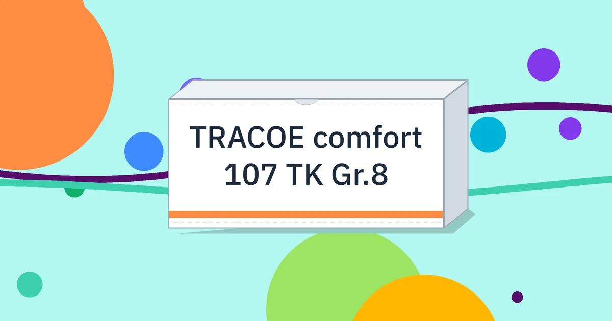 Symbolbild: Packung mit der Aufschrift TRACOE comfort 107 TK Gr.8 (PZN 10750274) – Verfügbarkeit und Bezug in Apotheken in Frankfurt am Main