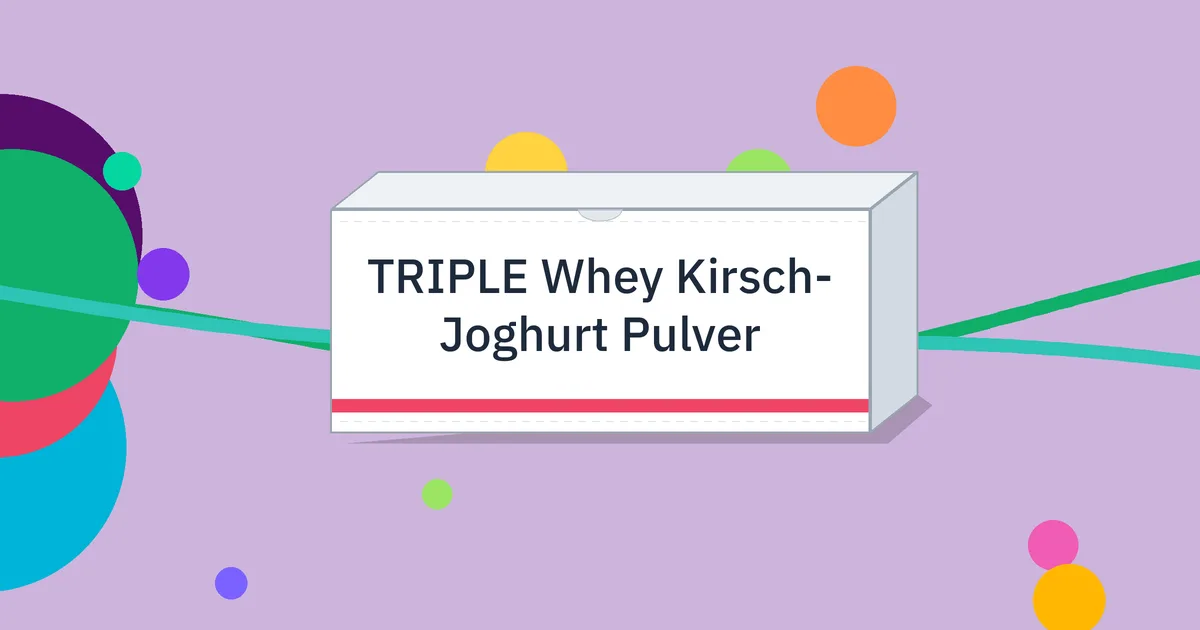 Symbolbild: Packung mit der Aufschrift TRIPLE Whey Kirsch-Joghurt Pulver (PZN 10534487) – Verfügbarkeit und Bezug in Apotheken in Frankfurt am Main