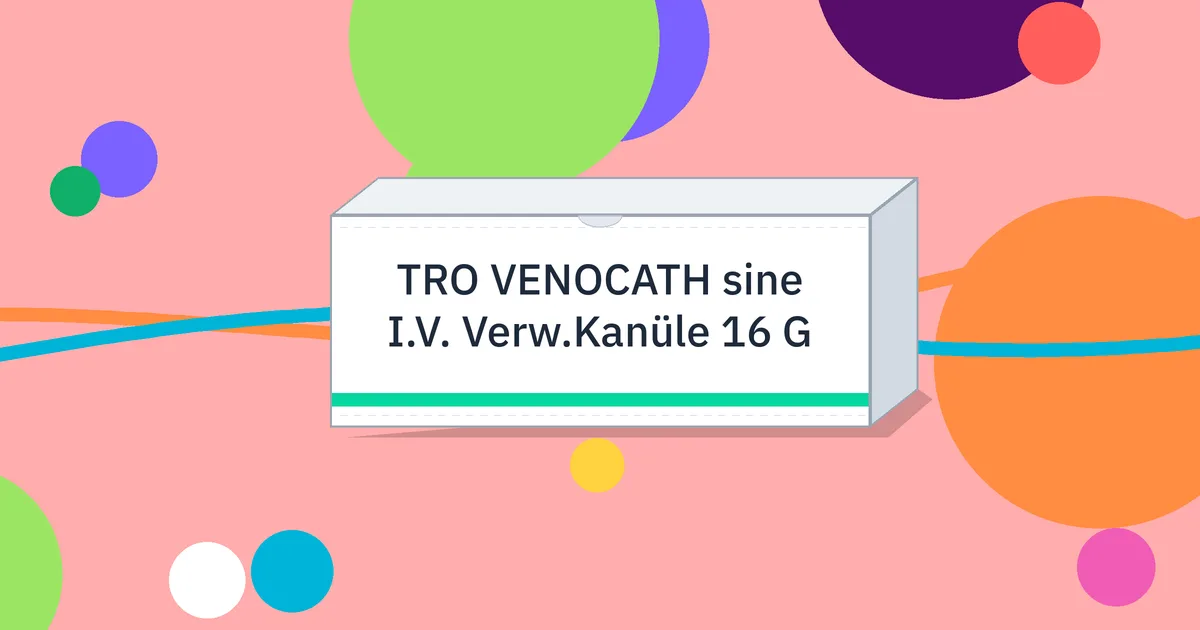 Symbolbild: Packung mit der Aufschrift TRO VENOCATH sine I.V. Verw.Kanüle 16 G (PZN 11187533) – Verfügbarkeit und Bezug in Apotheken in Frankfurt am Main