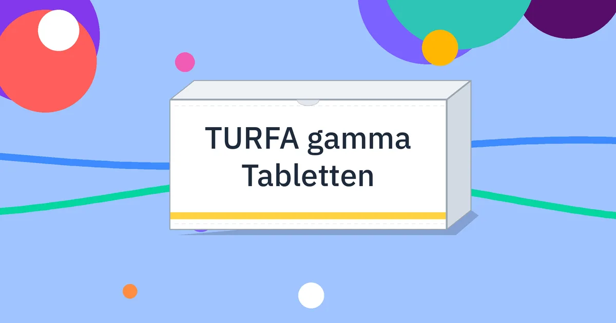 Symbolbild: Packung mit der Aufschrift TURFA gamma Tabletten (PZN 02812972) – Verfügbarkeit und Bezug in Apotheken in Frankfurt am Main