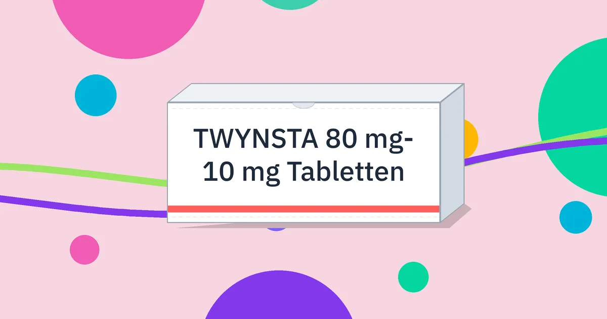 Symbolbild: Packung mit der Aufschrift TWYNSTA 80 mg-10 mg Tabletten (PZN 05547826) – Verfügbarkeit und Bezug in Apotheken in Frankfurt am Main