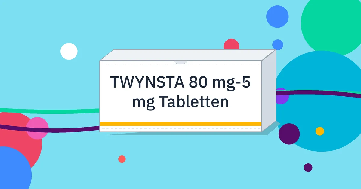 Symbolbild: Packung mit der Aufschrift TWYNSTA 80 mg-5 mg Tabletten (PZN 09605673) – Verfügbarkeit und Bezug in Apotheken in Frankfurt am Main