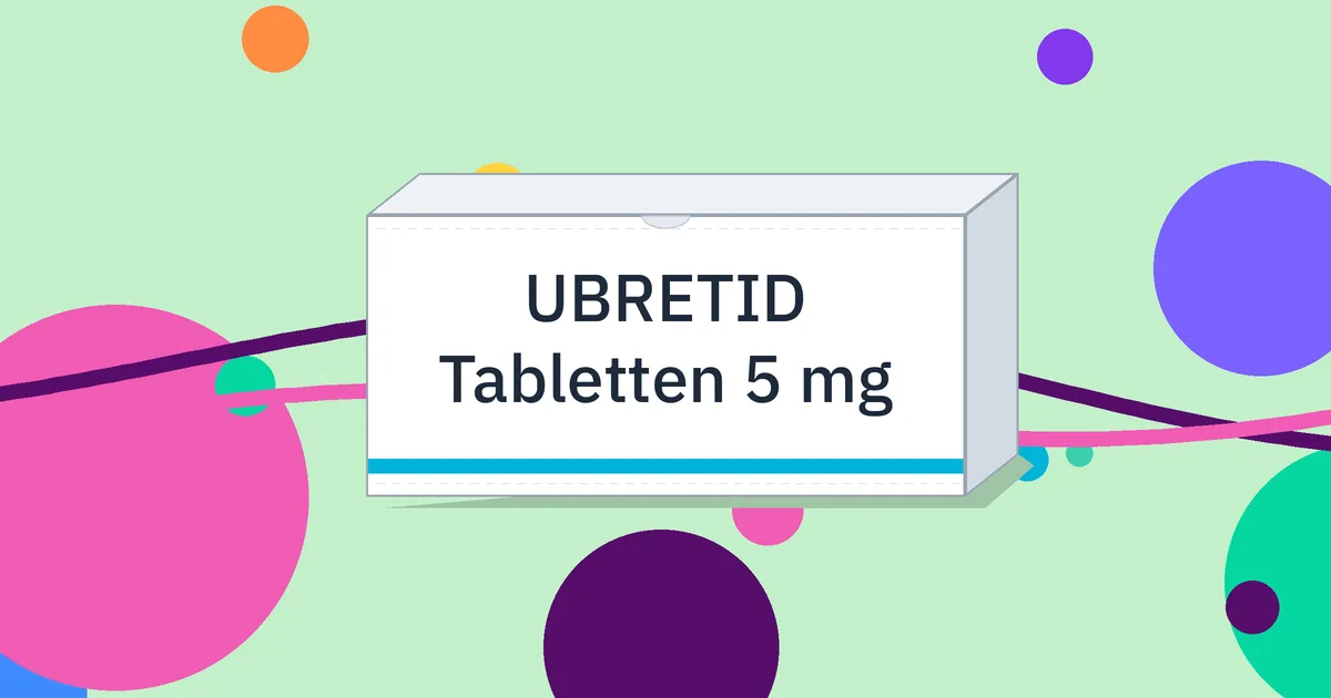 Symbolbild: Packung mit der Aufschrift UBRETID Tabletten 5 mg (PZN 18042714) – Verfügbarkeit und Bezug in Apotheken in Frankfurt am Main