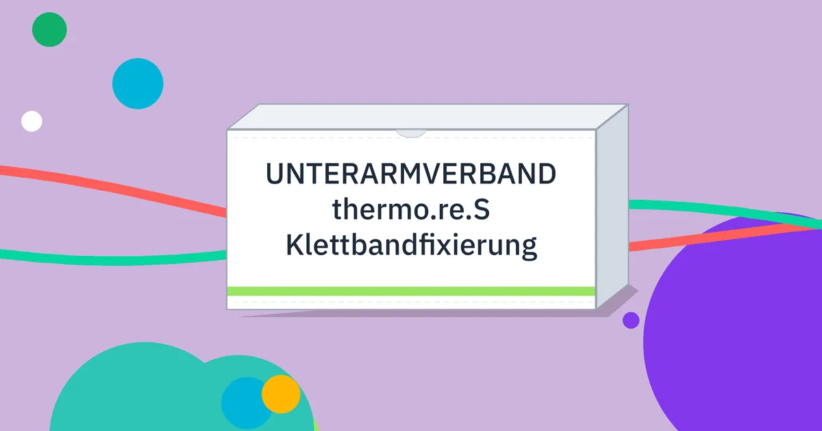 Symbolbild: Packung mit der Aufschrift UNTERARMVERBAND thermo.re.S Klettbandfixierung (PZN 08429671) – Verfügbarkeit und Bezug in Apotheken in Frankfurt am Main