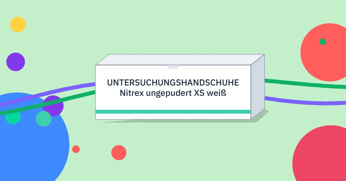 Symbolbild: Packung mit der Aufschrift UNTERSUCHUNGSHANDSCHUHE Nitrex ungepudert XS weiß (PZN 18198847) – Verfügbarkeit und Bezug in Apotheken in Frankfurt am Main