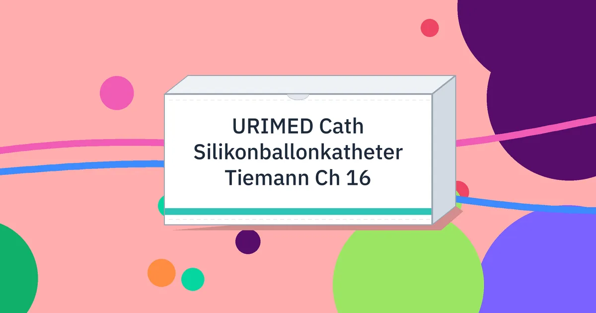 Symbolbild: Packung mit der Aufschrift URIMED Cath Silikonballonkatheter Tiemann Ch 16 (PZN 14275769) – Verfügbarkeit und Bezug in Apotheken in Frankfurt am Main