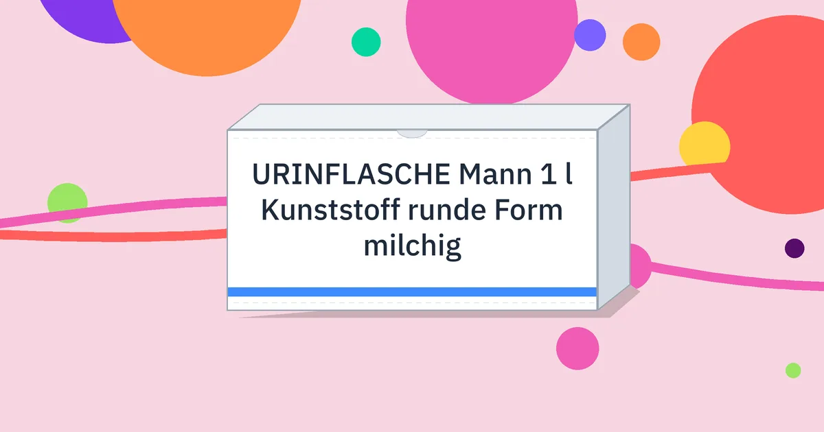 Symbolbild: Packung mit der Aufschrift URINFLASCHE Mann 1 l Kunststoff runde Form milchig (PZN 01046464) – Verfügbarkeit und Bezug in Apotheken in Frankfurt am Main
