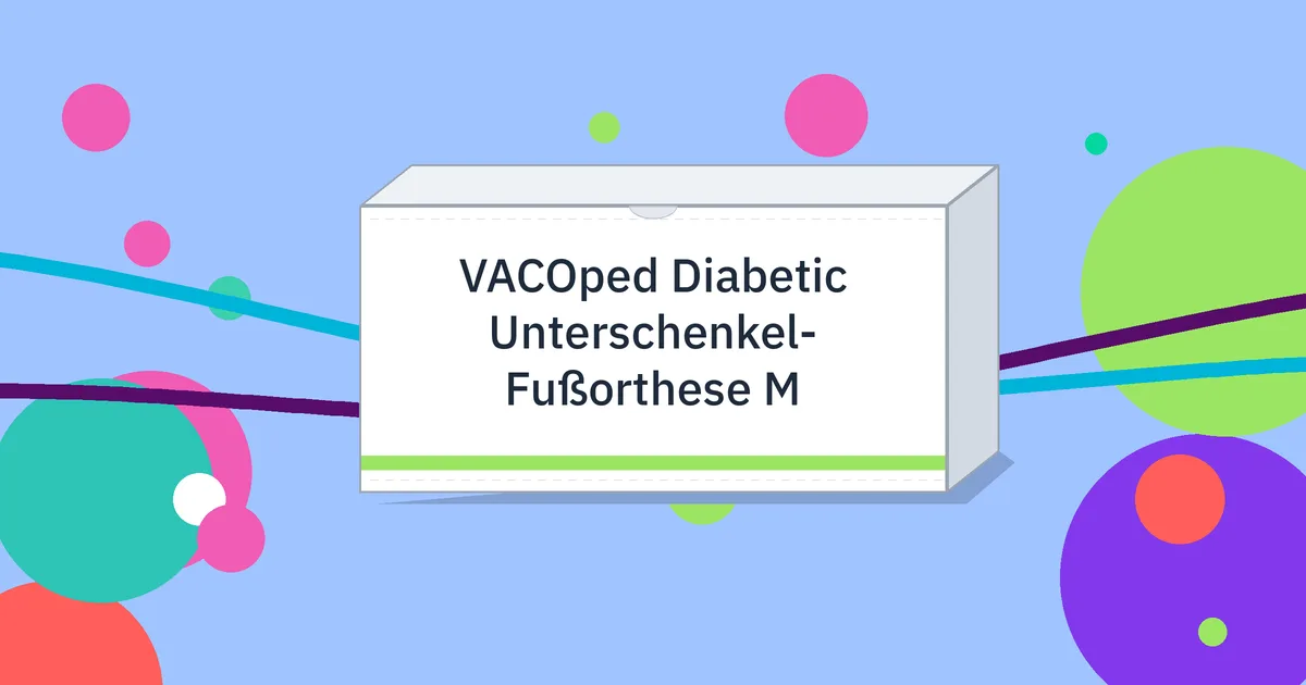Symbolbild: Packung mit der Aufschrift VACOped Diabetic Unterschenkel-Fußorthese M (PZN 18351007) – Verfügbarkeit und Bezug in Apotheken in Frankfurt am Main
