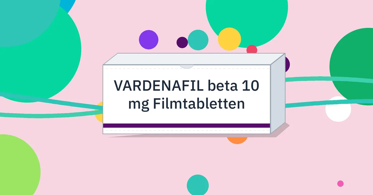 Symbolbild: Packung mit der Aufschrift VARDENAFIL beta 10 mg Filmtabletten (PZN 16358525) – Verfügbarkeit und Bezug in Apotheken in Frankfurt am Main