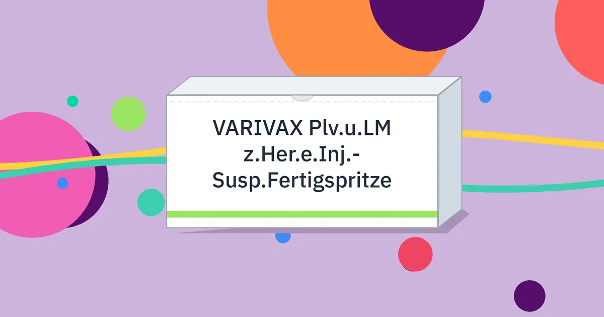 Symbolbild: Packung mit der Aufschrift VARIVAX Plv.u.LM z.Her.e.Inj.-Susp.Fertigspritze (PZN 18850880) – Verfügbarkeit und Bezug in Apotheken in Frankfurt am Main