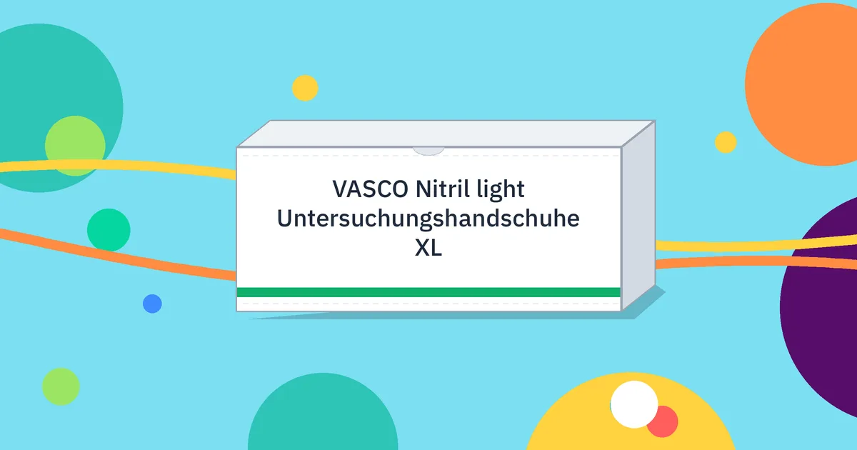 Symbolbild: Packung mit der Aufschrift VASCO Nitril light Untersuchungshandschuhe XL (PZN 06810438) – Verfügbarkeit und Bezug in Apotheken in Frankfurt am Main