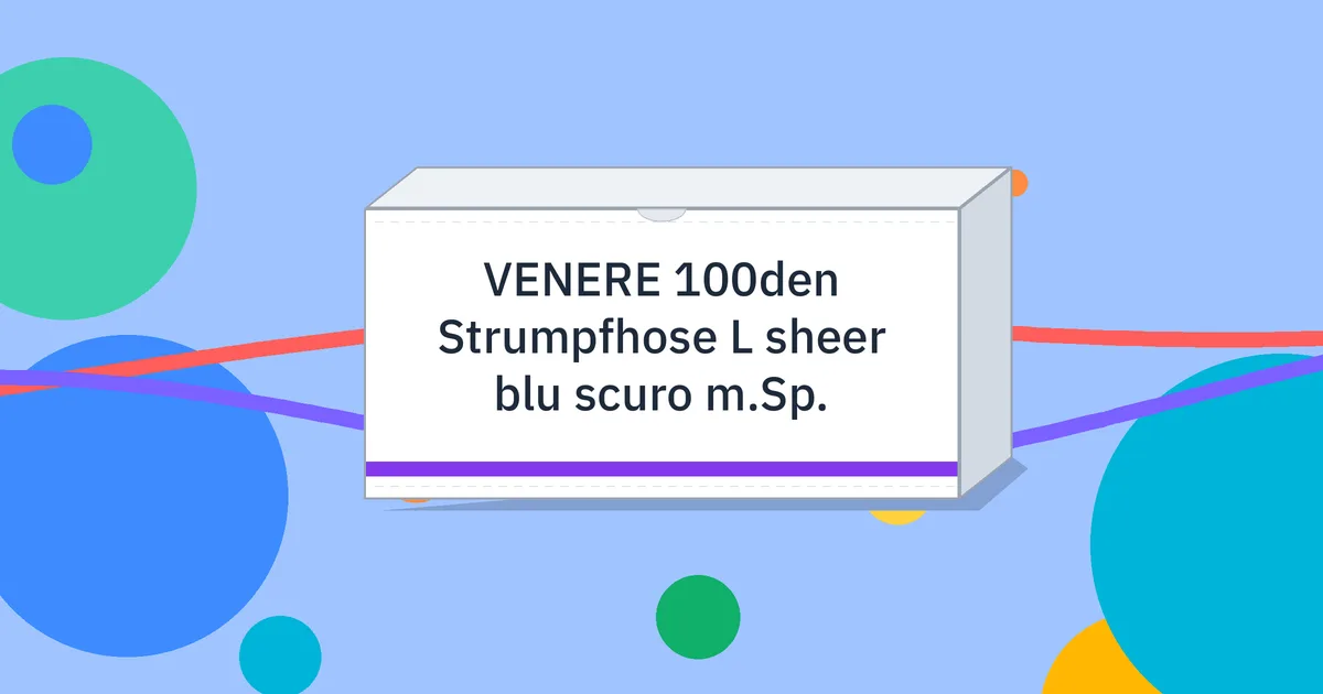 Symbolbild: Packung mit der Aufschrift VENERE 100den Strumpfhose L sheer blu scuro m.Sp. (PZN 16170709) – Verfügbarkeit und Bezug in Apotheken in Frankfurt am Main